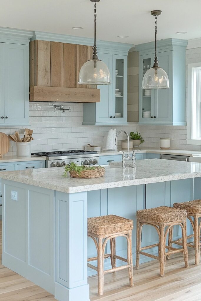19 Soft Powder Blue Kitchen Cabinets for a Gentle Touch - Architectural ...
